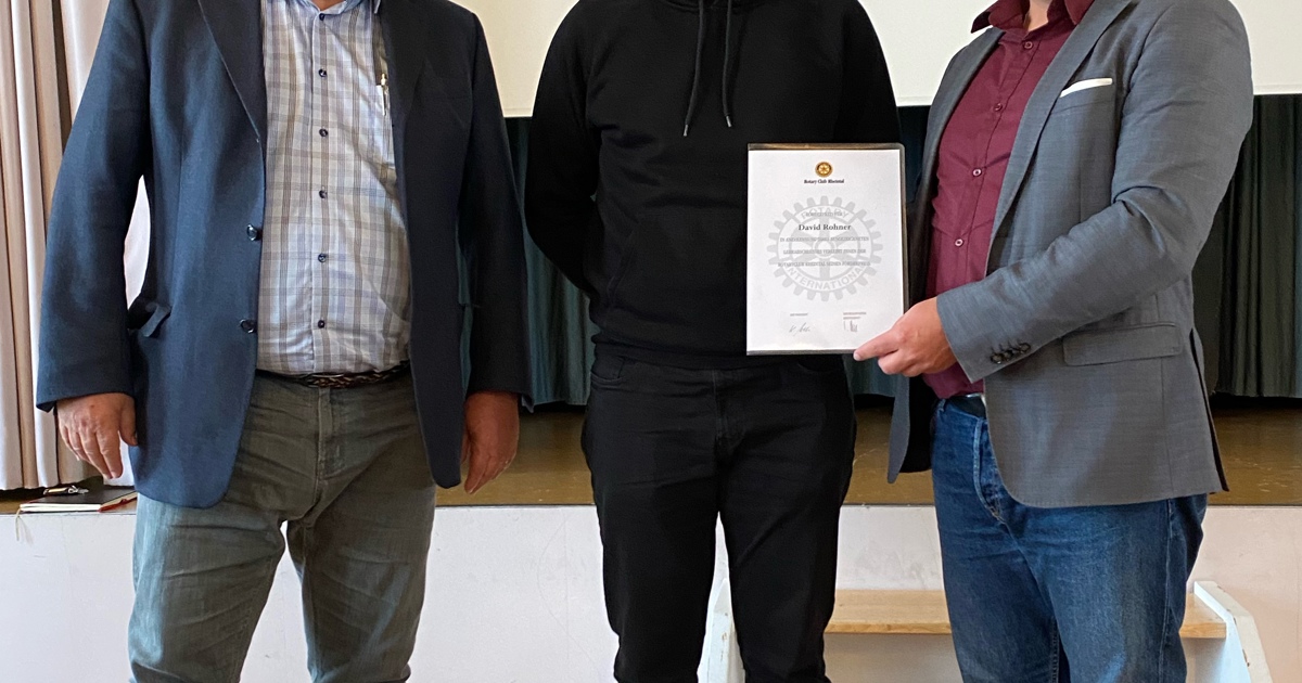 Der Rotary-Förderpreis 2023 geht an David Rohner | Der Rheintaler