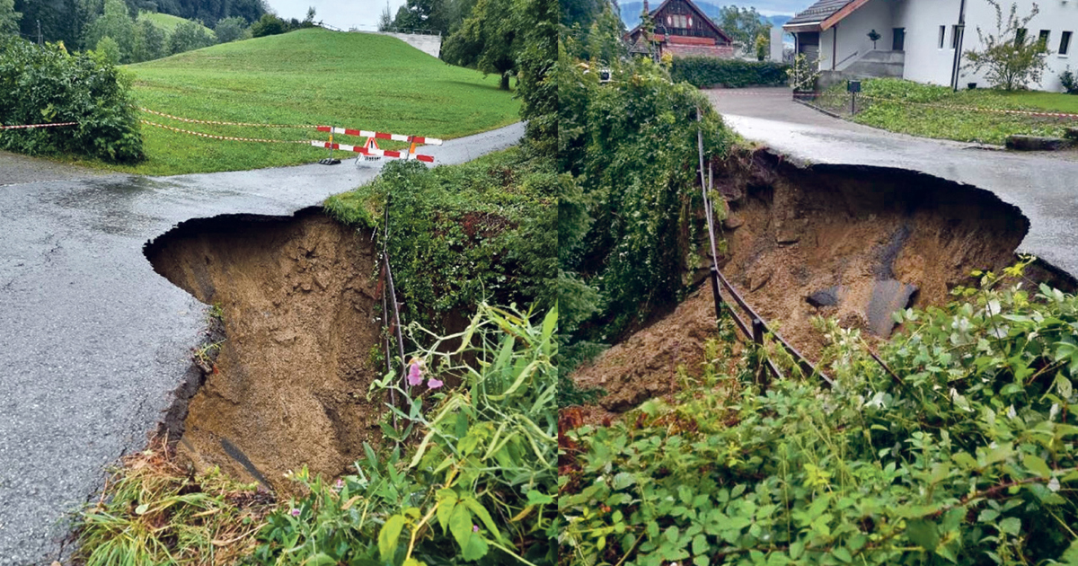 Oberhalb von Berneck rutschte der Hang, die Strasse bleibt gesperrt ...